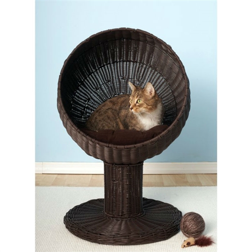 Fancy Cat Espresso Wicker Modern Cat Bed Lounge | Fastfurnishings.com